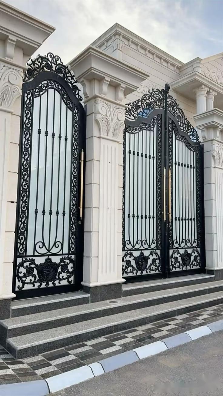 Grand Royal Wrought Iron Main Gate with Arched Crown- Palace Style Ent ...